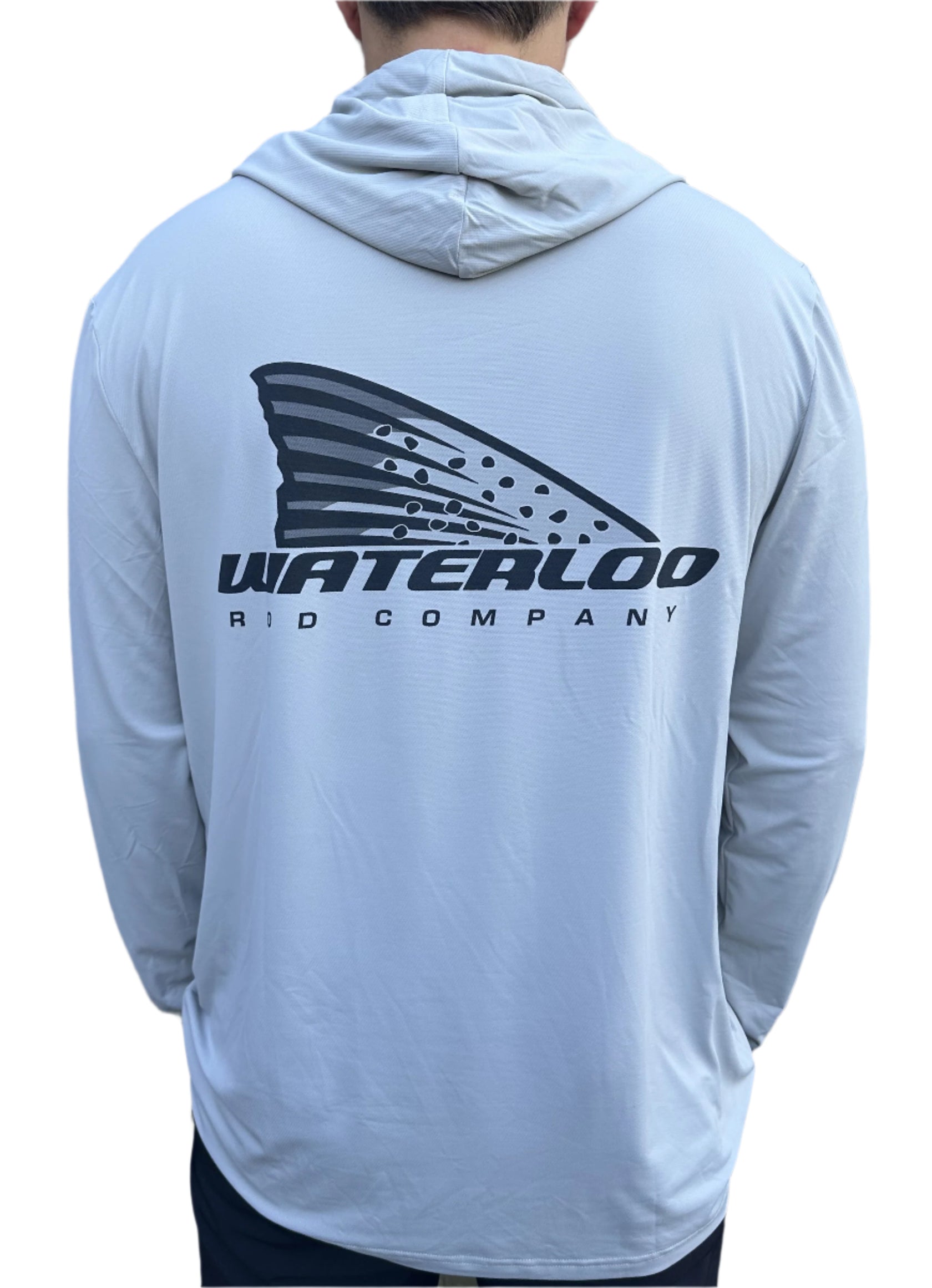Waterloo Gray Hooded Long Sleeve Performance Shirt - Trout Logo ...